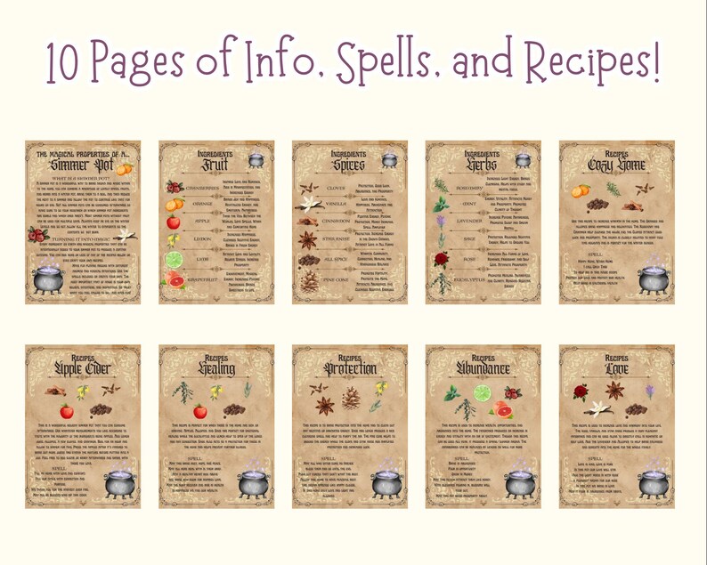 Simmer Pot Spell Recipe Grimoire | Kitchen Witch Printable (PDF ...