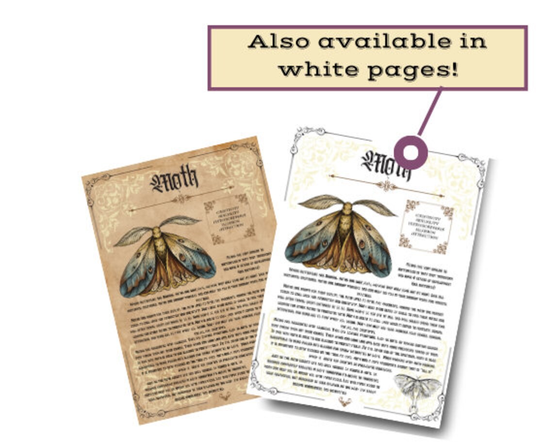 Insect Totem Grimoire Pages: Spirit Animal Printable Inserts (digital ...