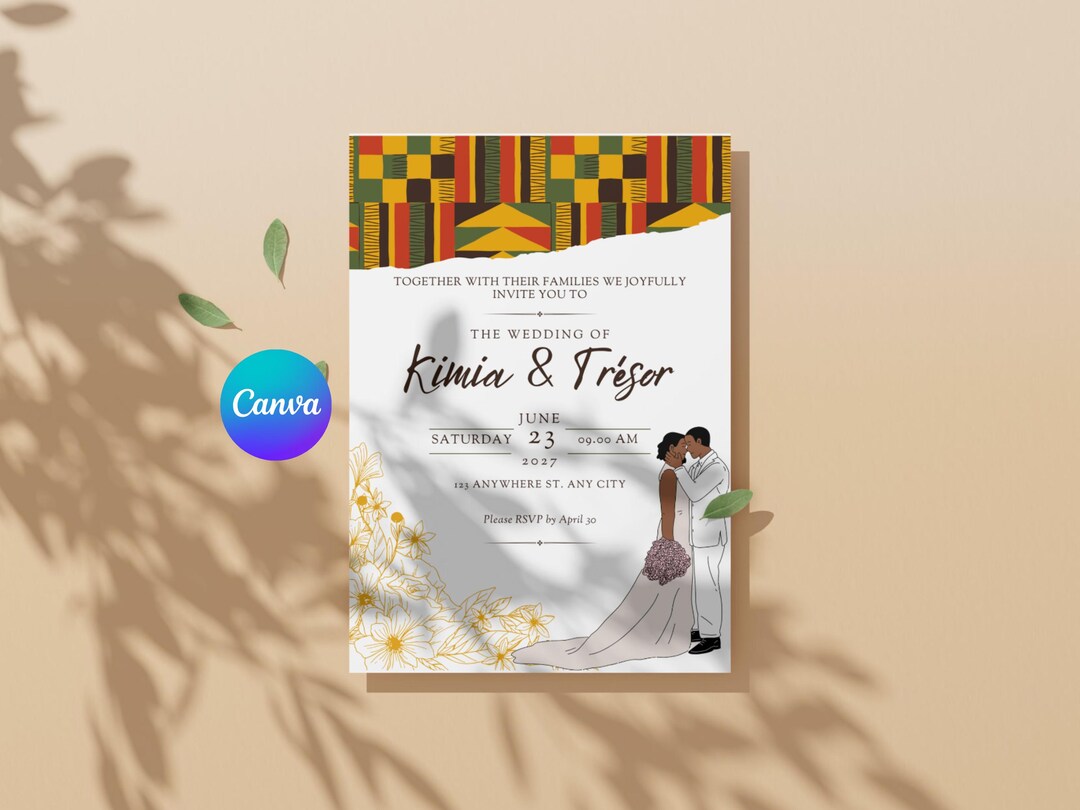 African Wedding Invitation Template – Editable Canva Template ...