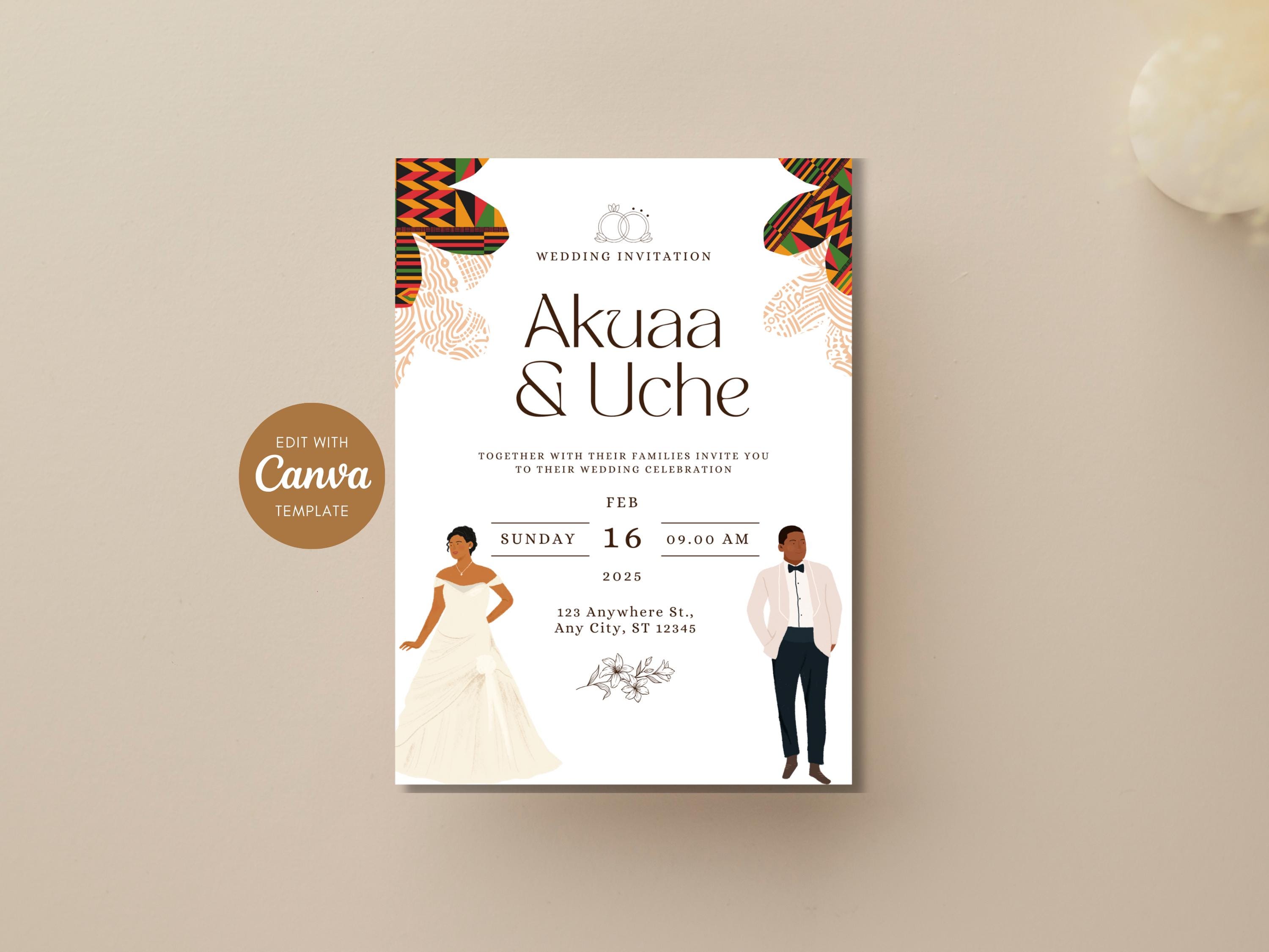 African Wedding Invitation Template – Editable Canva Template ...