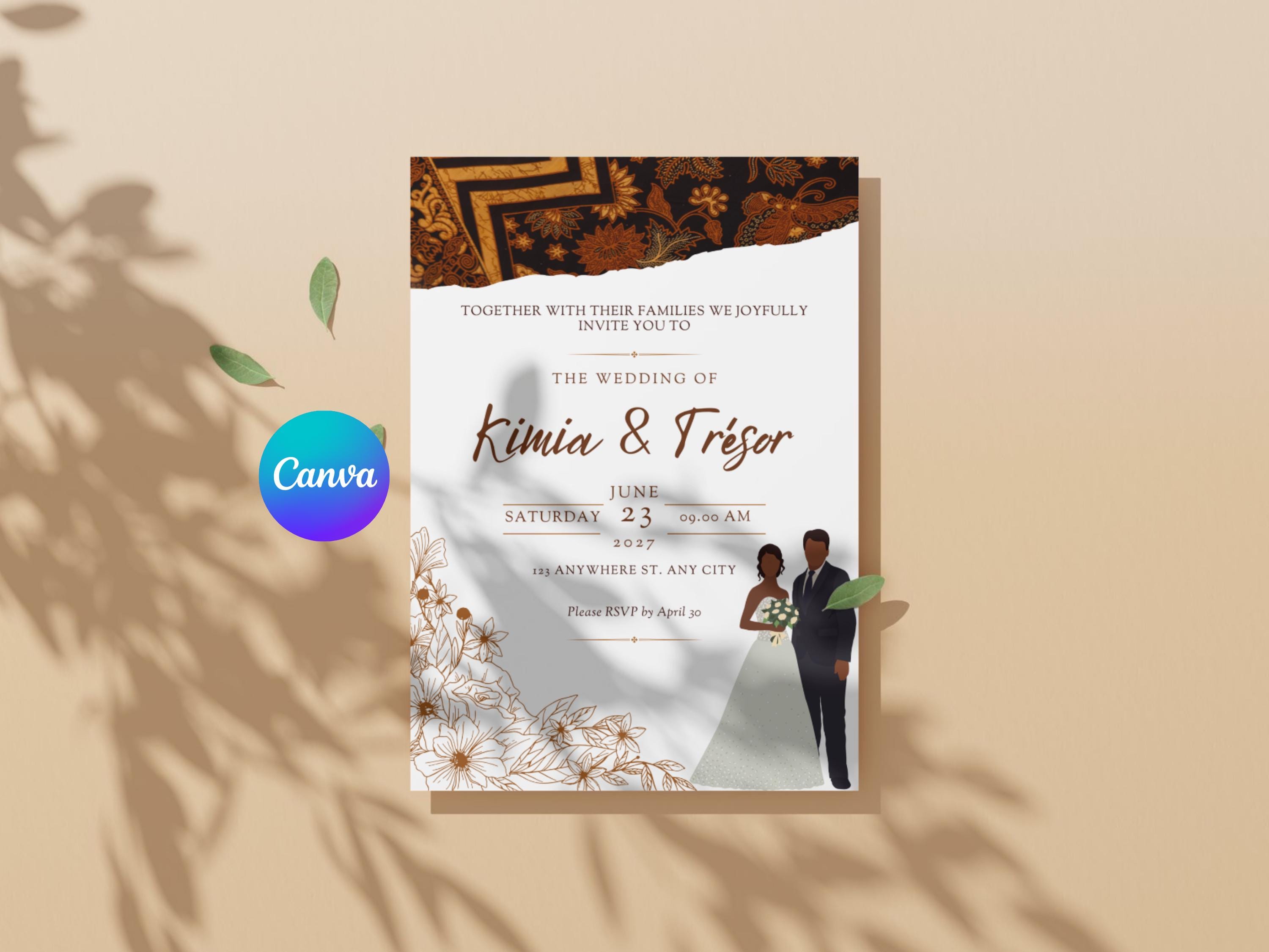 Elegant African Wedding Invitation Template | Customizable Canva ...
