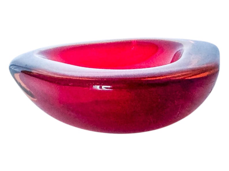 Vintage Murano Red Flame Art Glass Candy Dish Trinket Plate Ashtray ...
