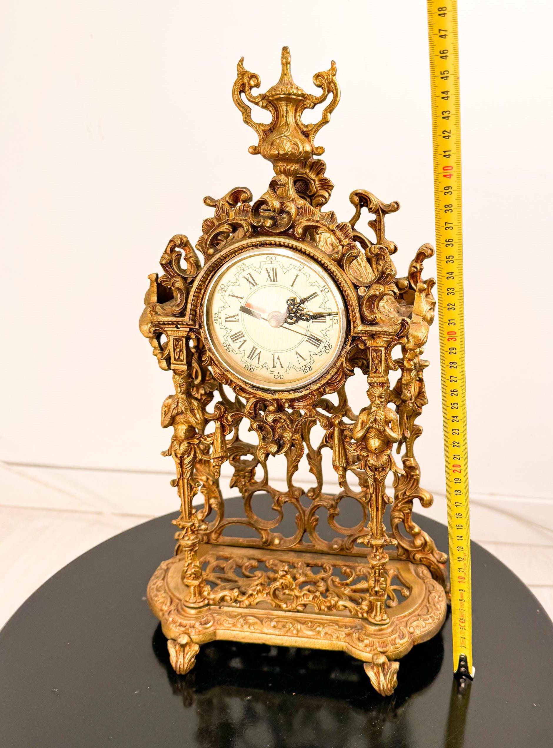 Antique 19 Gilded Bronze Mantel Clock Chinoiserie Demon Guardians Art ...