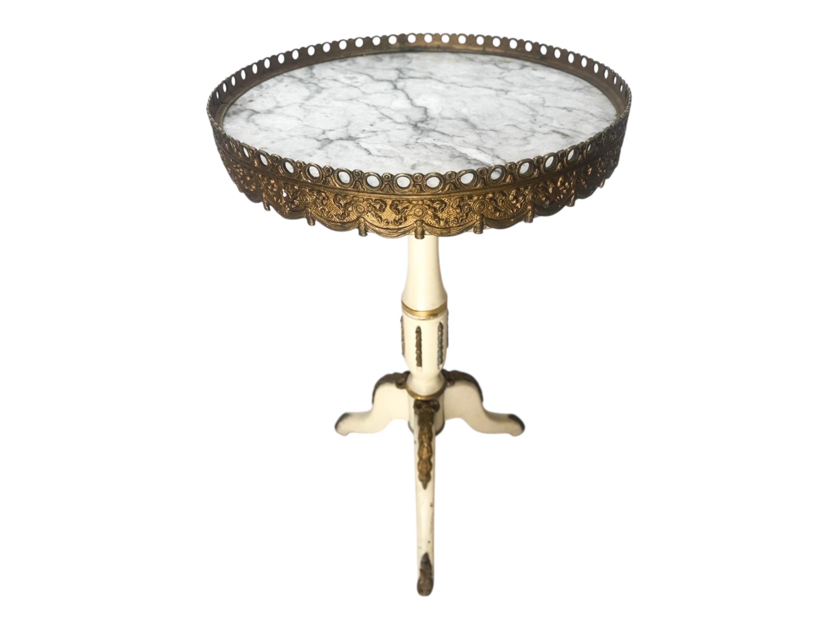 Antique Victorian Wodden Round Marble Top Bronze Ormolu Tripod Stand ...