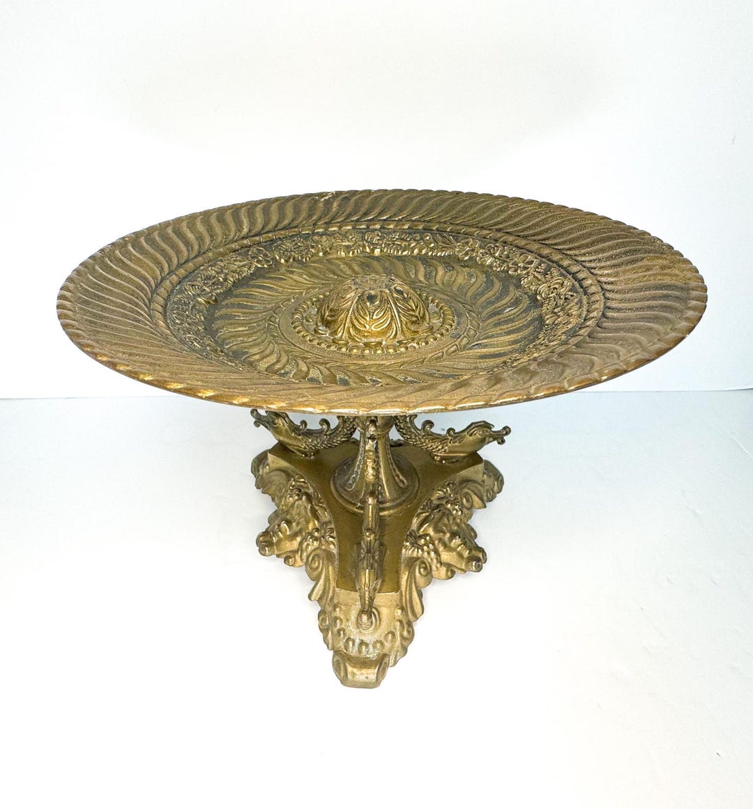 Koi Goldfish Gilt Brass Pedestal Centerpiece Fruit Bowl Candy Dish ...