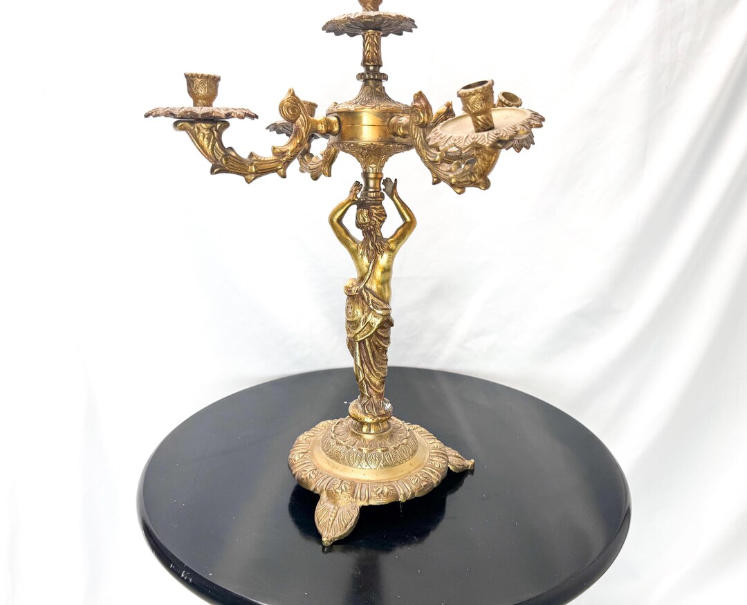 Antique French Gilded Bronze Candelabra Neoclassical Greek Goddess ...