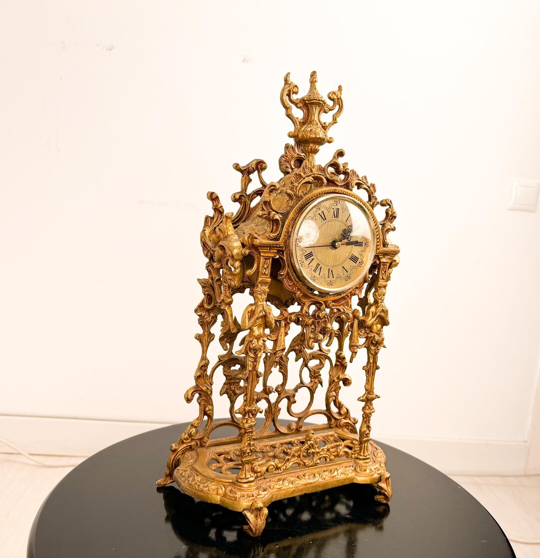 Antique 19 Gilded Bronze Mantel Clock Chinoiserie Demon Guardians Art ...