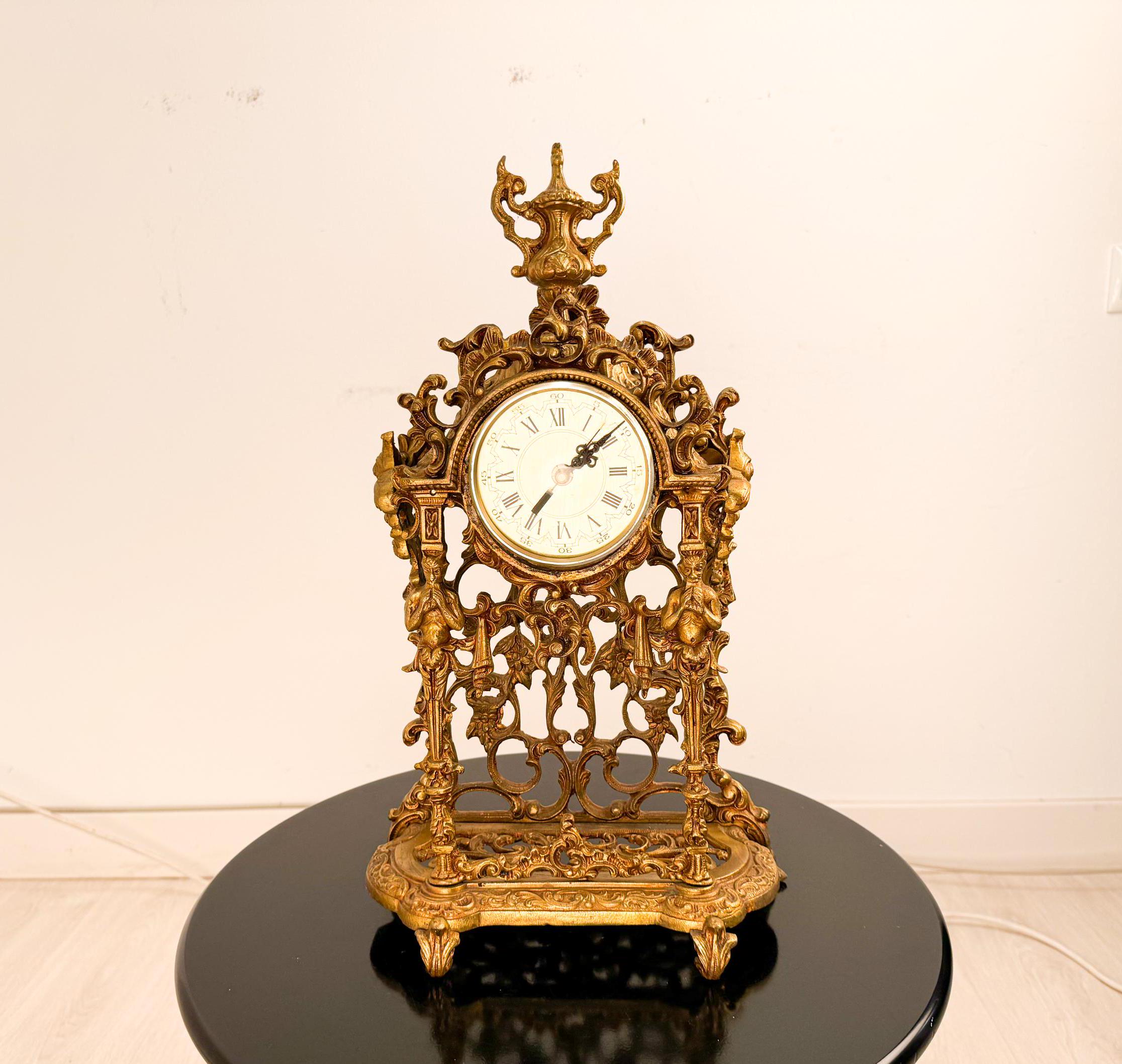 Antique 19 Gilded Bronze Mantel Clock Chinoiserie Demon Guardians Art ...