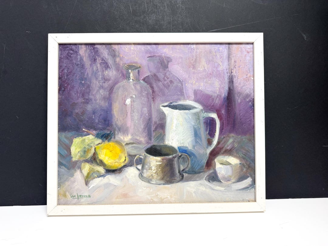 20" Bodegón Still Life Paintings Oil Canvas Jars Lemon Hand Painted ...