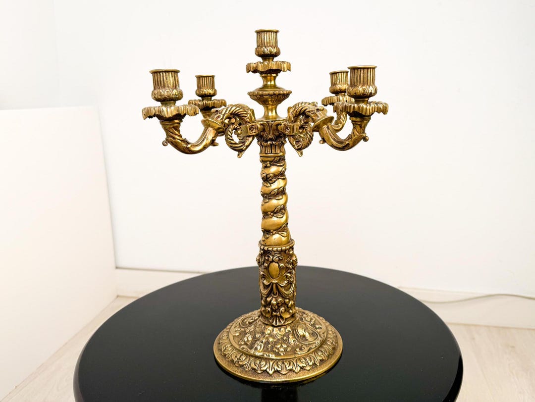 Antique Gilt Bronze Medieval Castle Gothic Knight Candlestick - Etsy