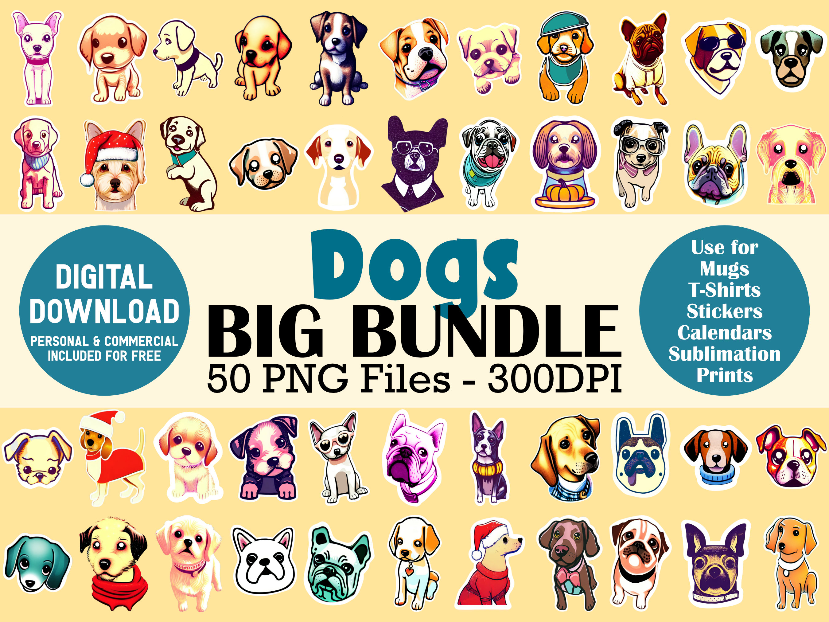 Dogs Big Bundle Digital Clipart Cute Puppy Illustrations Dog - Etsy