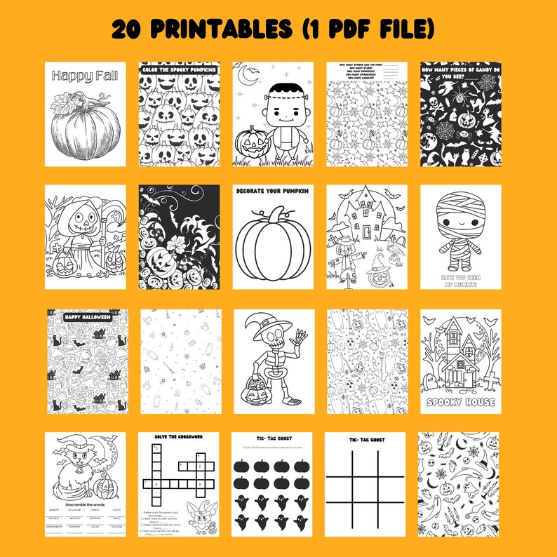 Halloween 20 Printable PDF Coloring Book Pages Party Favor for Toddlers ...