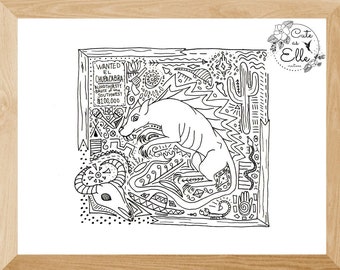 Chupacabra Coloring - Etsy