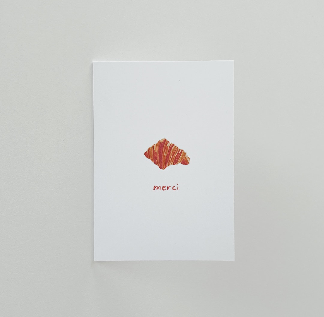 Merci Croissant | Thank You Card | Greeting Card | Blank Card - Etsy