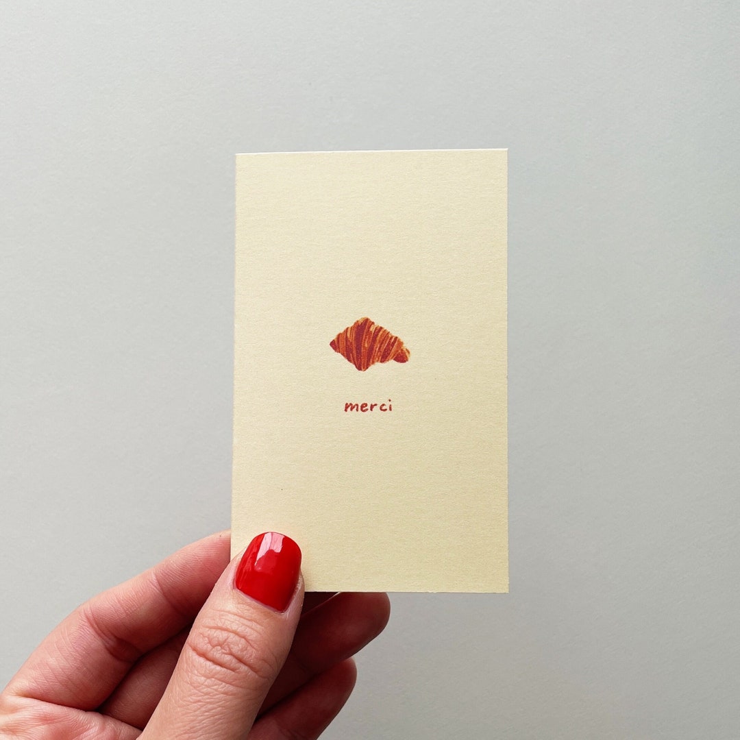 Merci Croissant | Thank You Card | Mini Greeting Card | Mini Gift Card ...