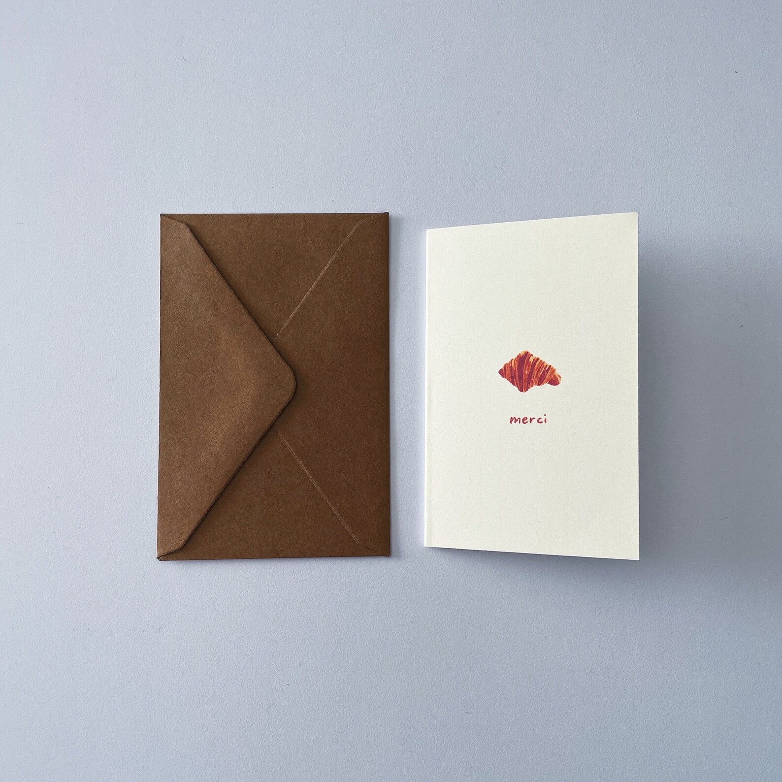 Merci Croissant | Thank You Card | Mini Greeting Card | Mini Gift Card ...