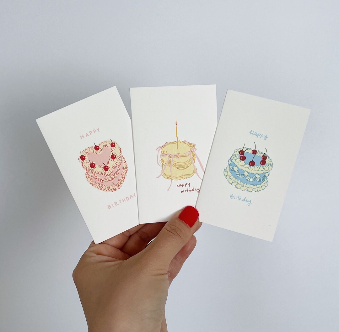 The Mini Vintage Cake Collection | 3 Card Set | Happy Birthday Card ...