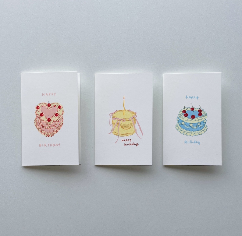 The Mini Vintage Cake Collection | 3 Card Set | Happy Birthday Card ...