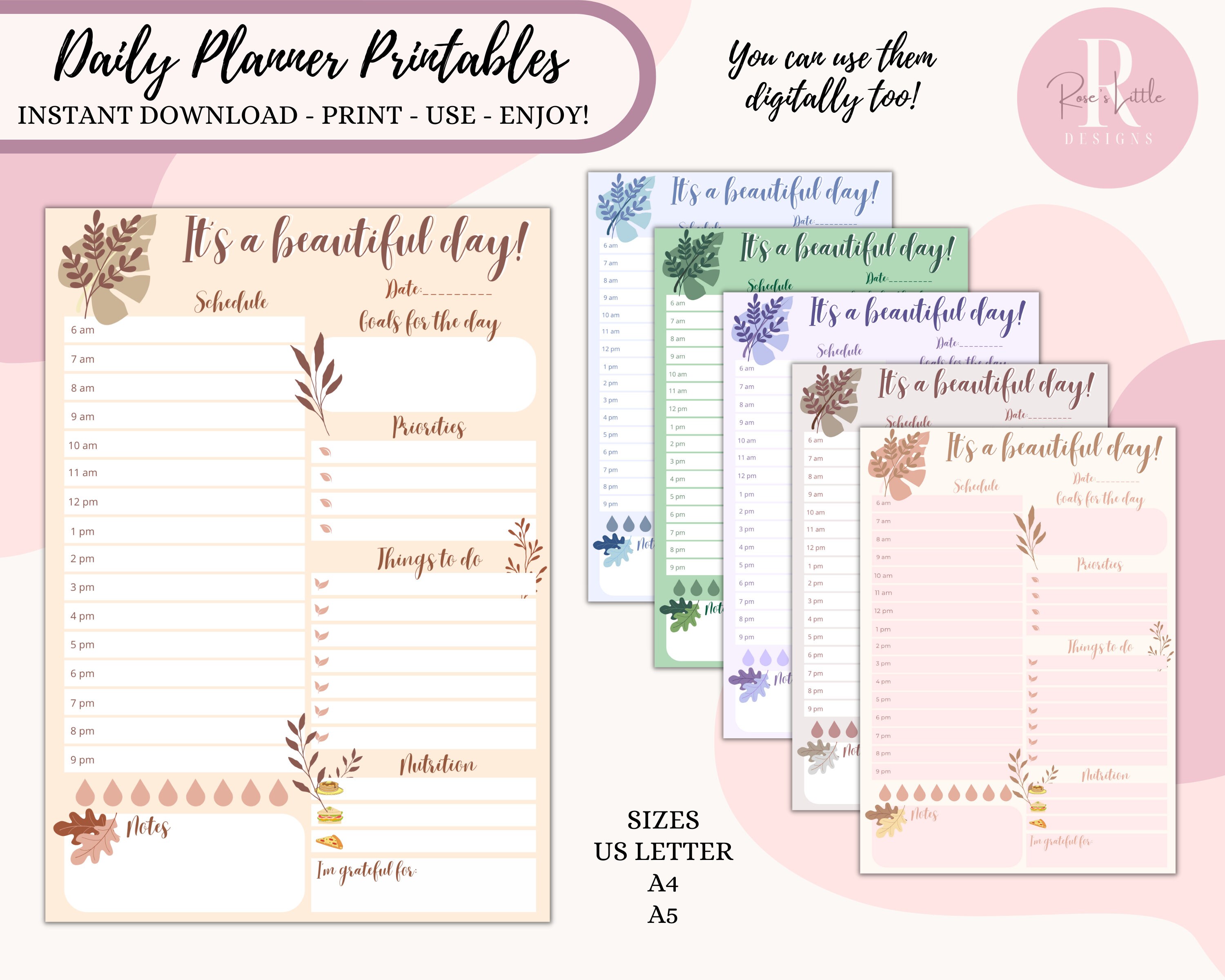 Daily Planner Printable | Fun and Colorful Daily Planner | Daily ...
