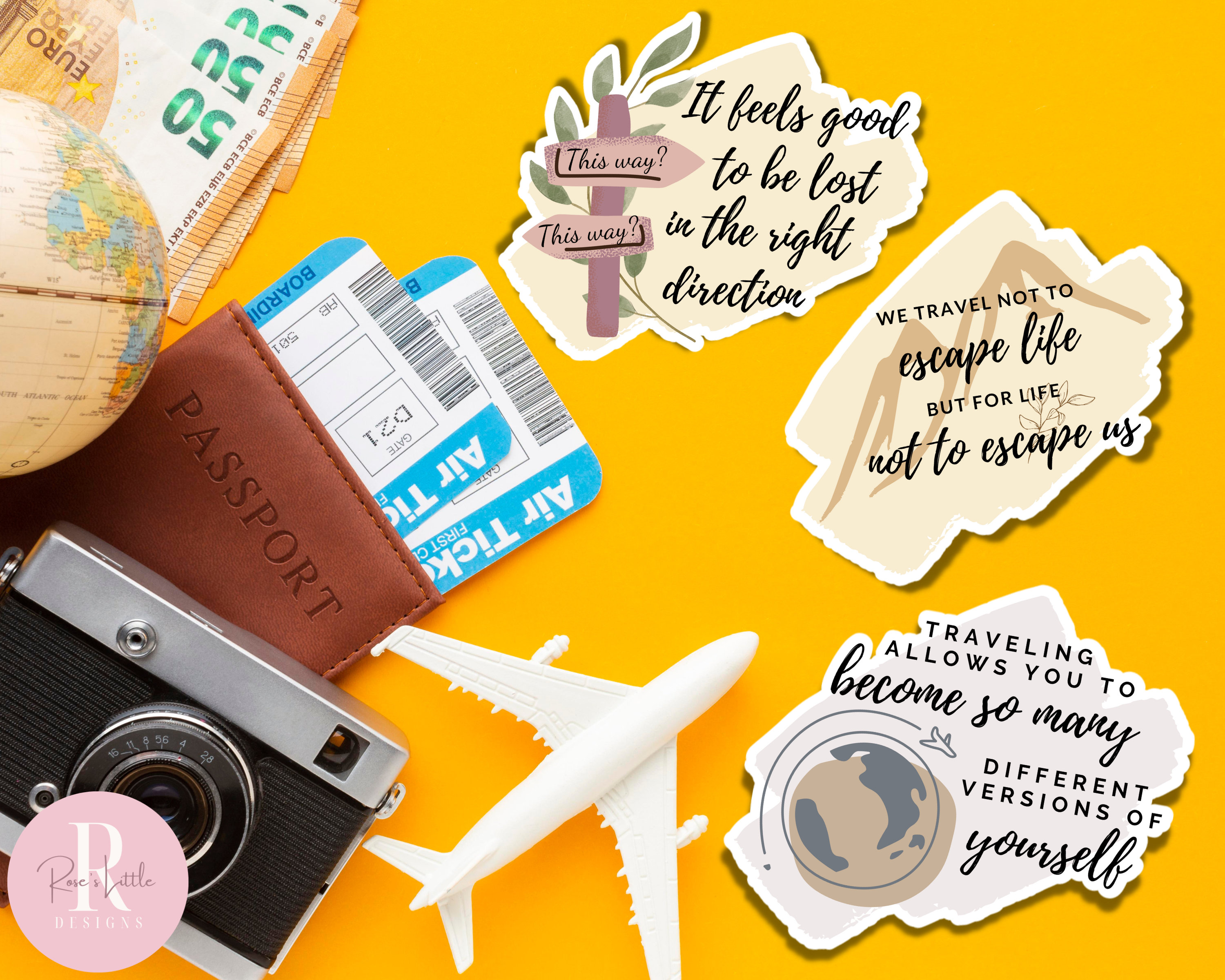 Travel Quotes Sticker Set - Colorful, Motivational, and Fun Quotes ...