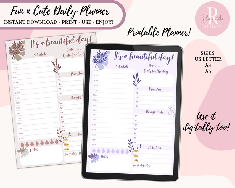 Daily Planner Printable | Fun and Colorful Daily Planner | Daily ...
