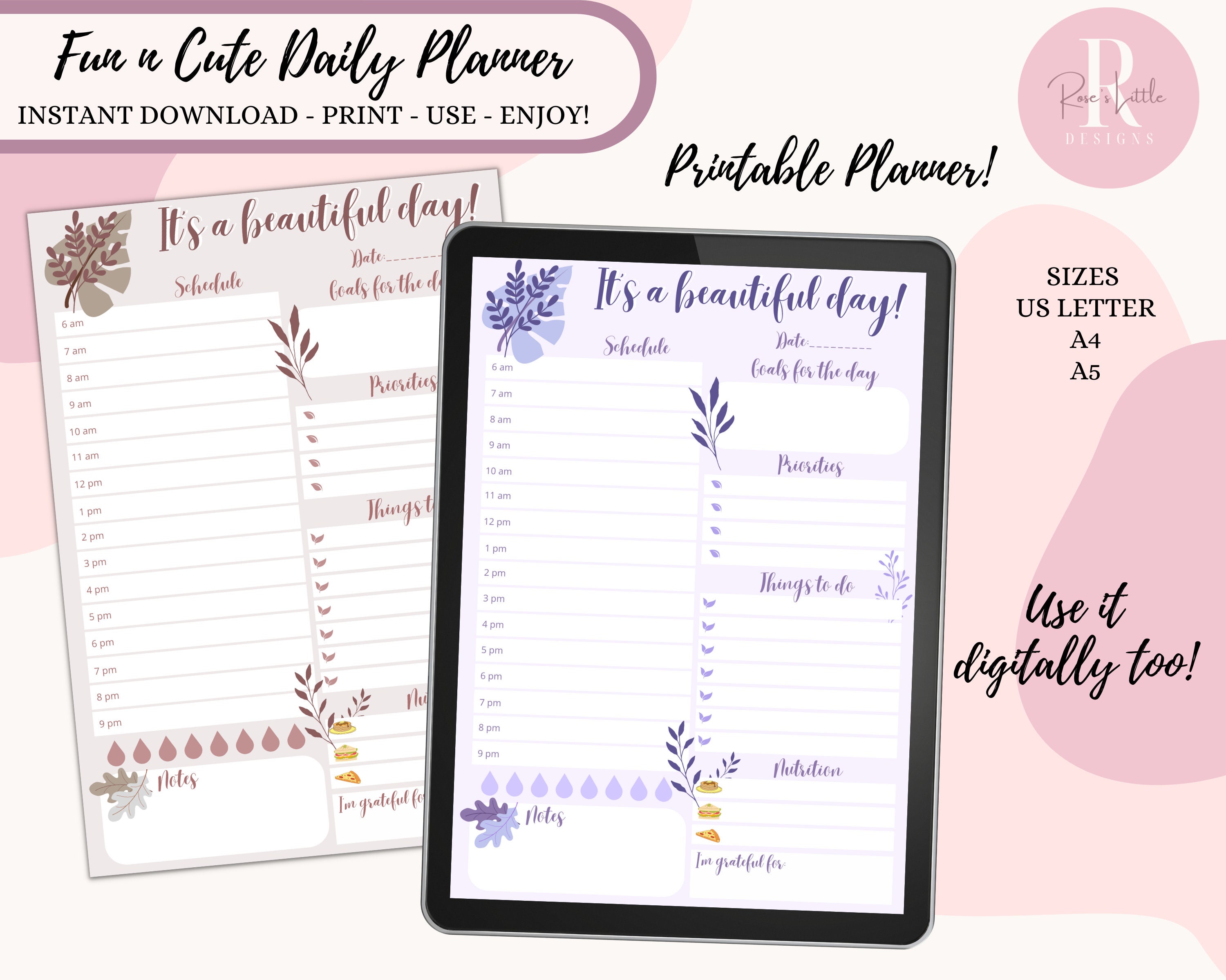 Daily Planner Printable | Fun and Colorful Daily Planner | Daily ...