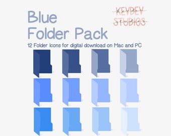 Blue Desktop Folder Icons for Mac and PC: Digital Download - Etsy