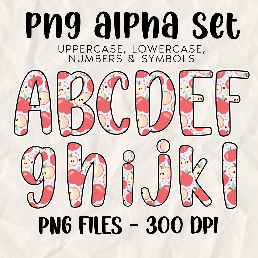 APPLES Hand Drawn Alphabet Png,back-to-school Summer Doodle Letters ...