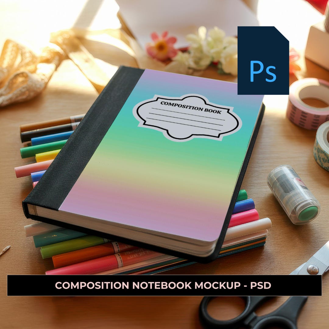 Composition Notebook Cover Mock up Photoshop Back to School Mockup ...