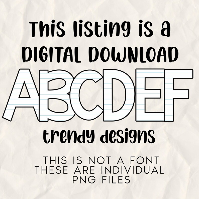 LINED PAPER Hand Drawn Alphabet Png,back-to-school Summer Doodle ...