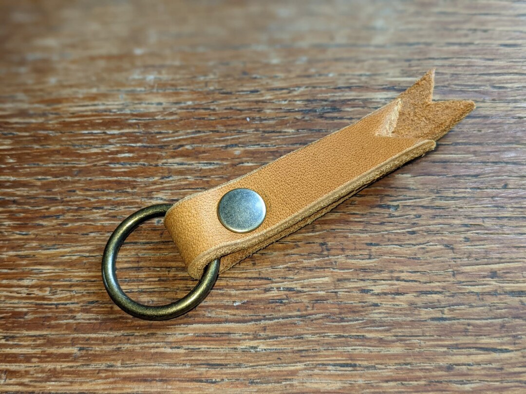 Braided Leather Keychain Cognac - Etsy