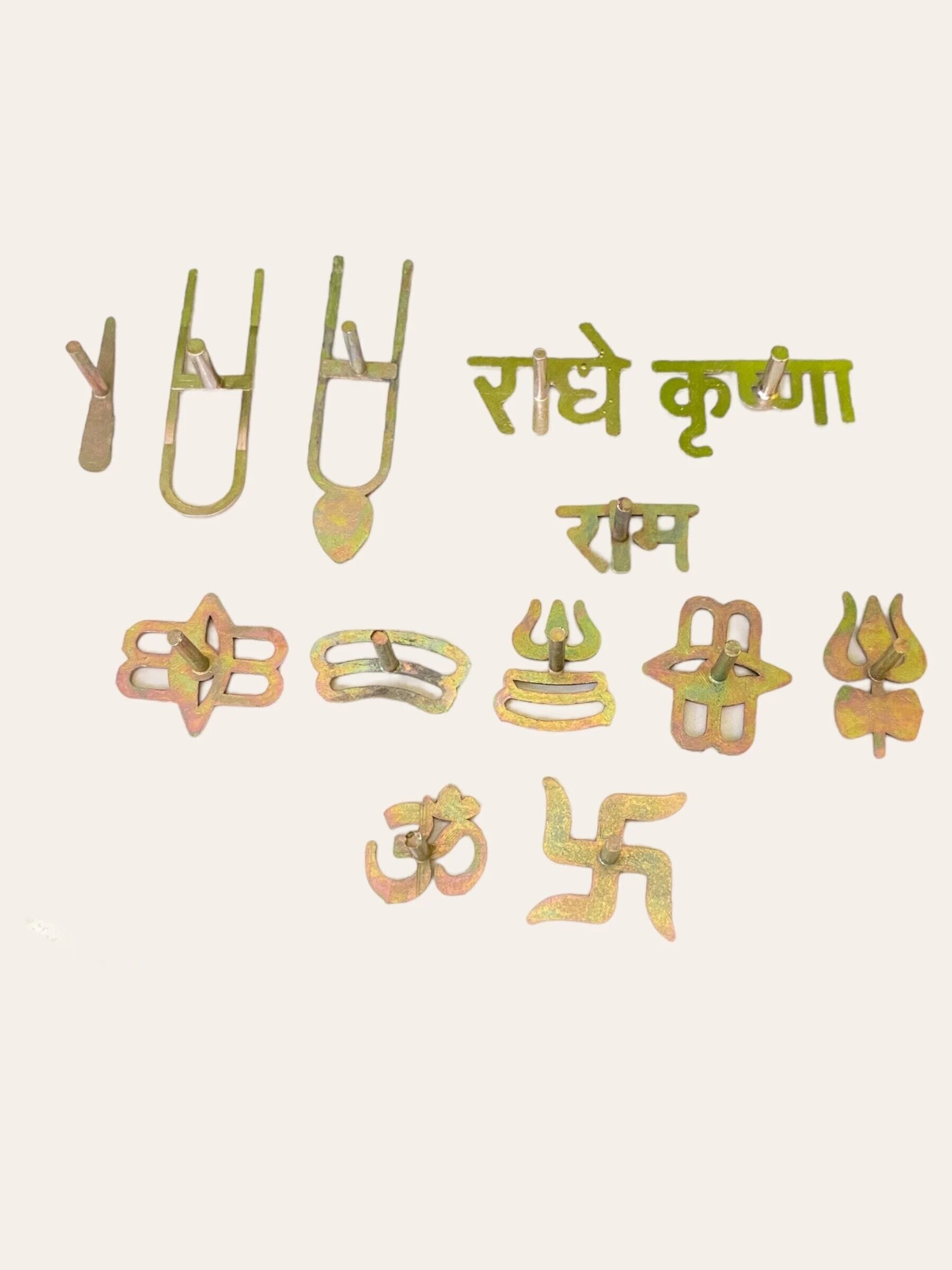 13 Sacred Symbols, Metal Tilak Stamp Pack for Forehead, Tika Stamp ...