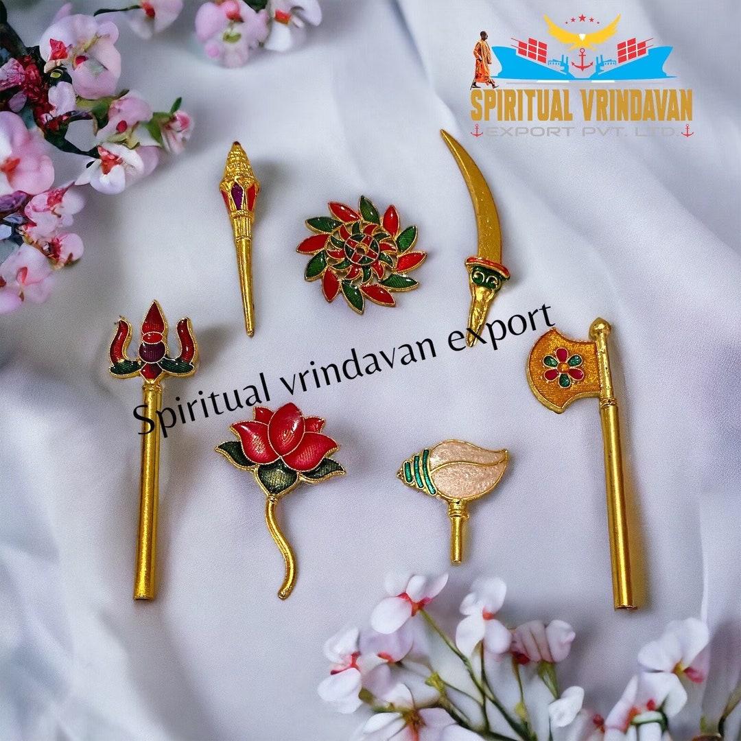 Maa Durga Metal Shastra Set of 7 Weapons for Money & Safety Kamal ...
