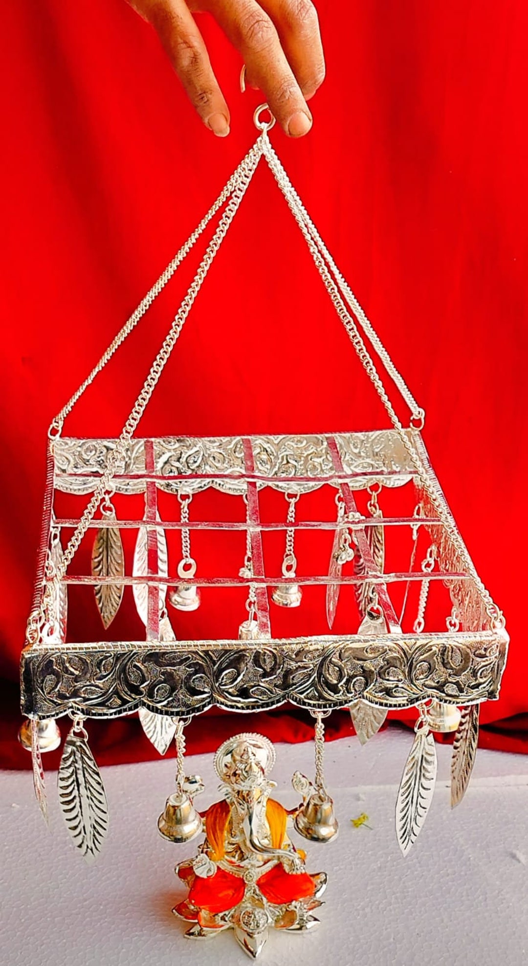 German Silver Heavy Gauge Antique Palavelli With Hanging Leaf, Bell and ...