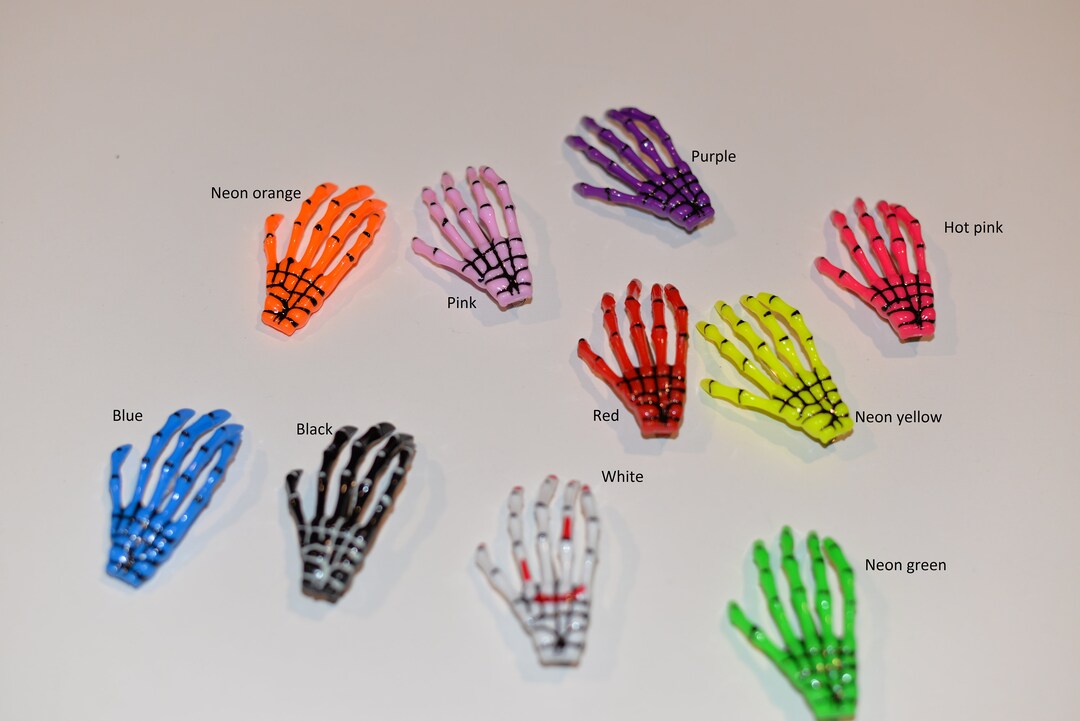 Halloween Skeleton Hand Hair Clip, Multiple Colors, Punk Rock Horror ...