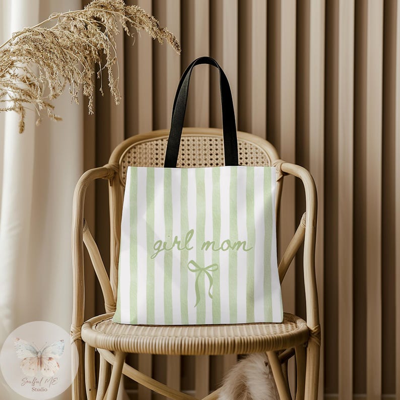Personalized Girl Mom Tote Bag, Custom Name Mama Bag With Bow, Pink ...