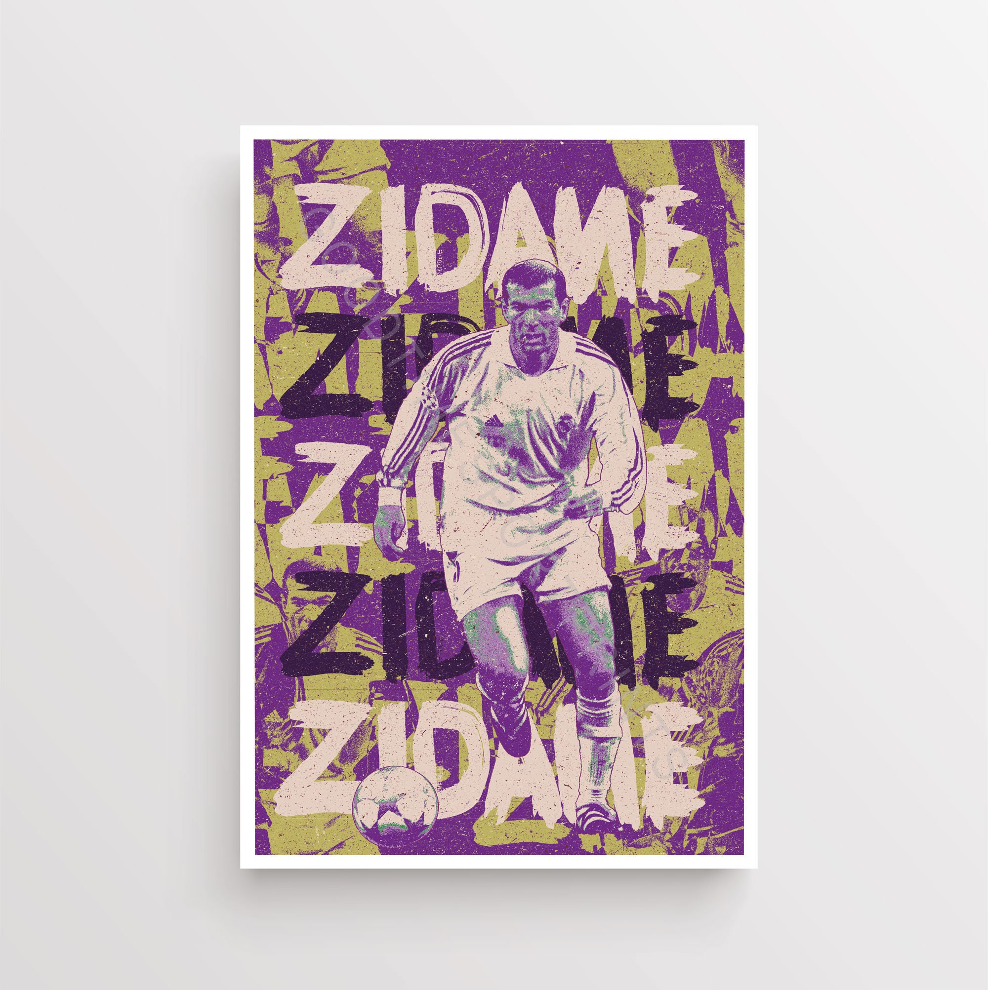 Zinedine Zidane Art Print Madrid Football Print Football Poster Soccer ...