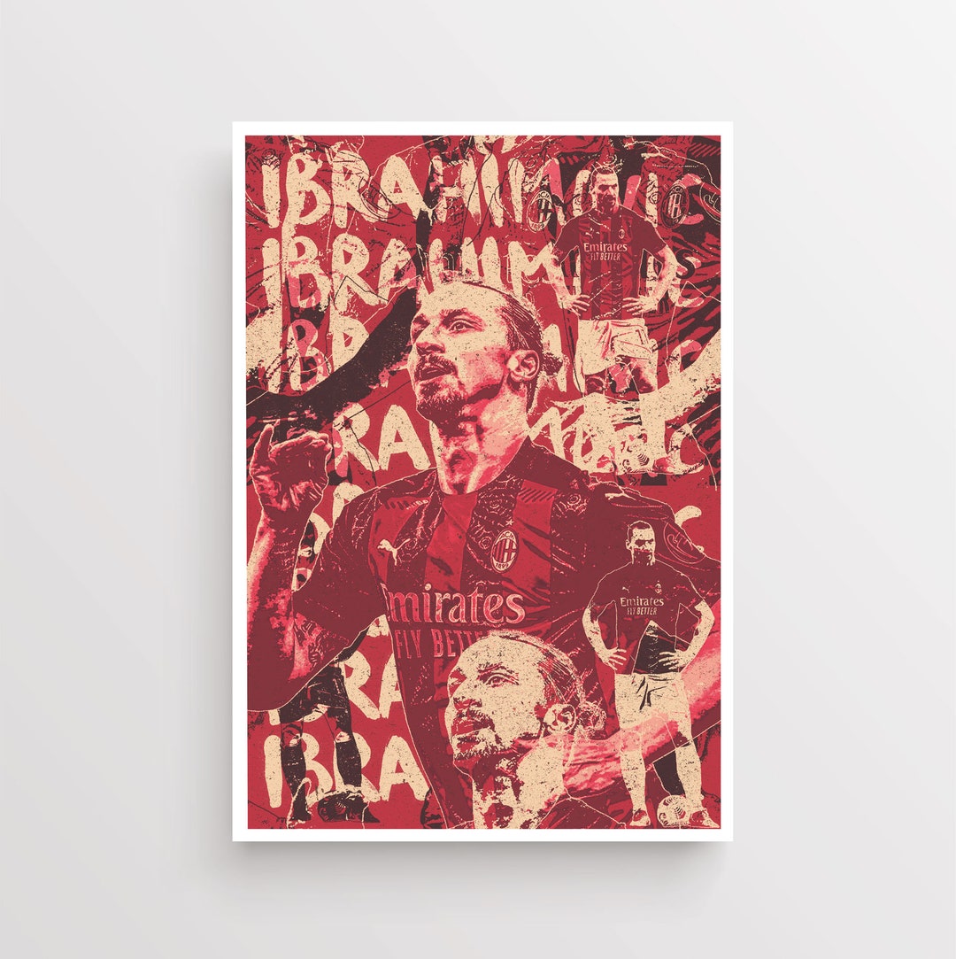 Zlatan Ibrahimovic Art Print Milan Football Print Football Poster ...