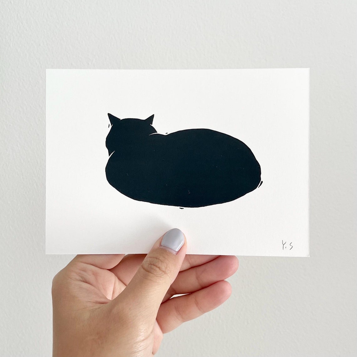 Sleeping Cat/mini Lino Print A6/handmade/cat Print/cat Lover - Etsy