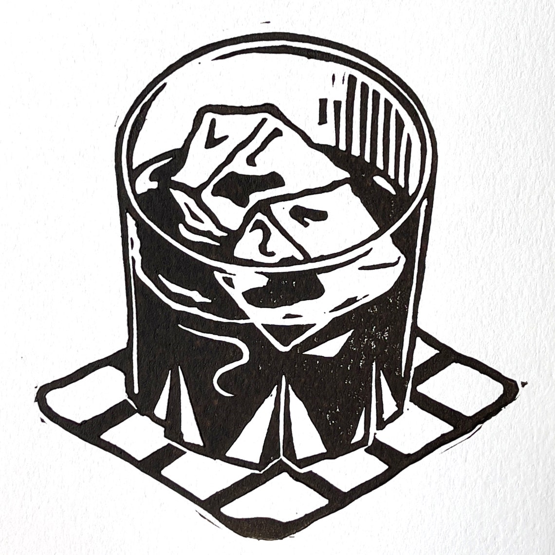 Whiskey on the Rocks/mini Lino Print/a6/handmade/hand-printed - Etsy