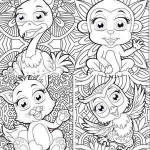 Zentangle Cute Animals Printable Coloring Pages-instant Download-fun ...