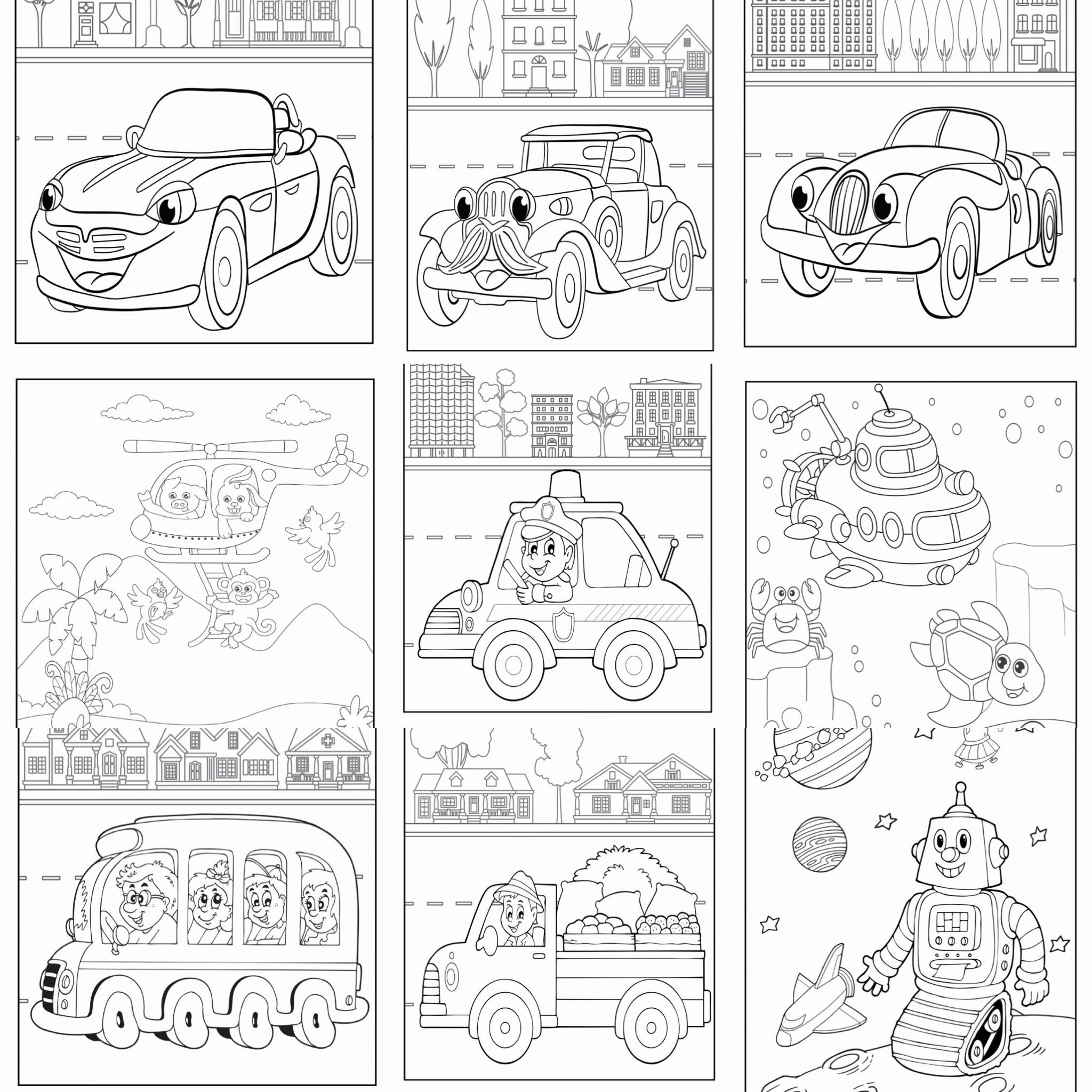 Animated Car Coloring Pages Vintage Car Kids Coloring Pages - Etsy