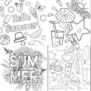 Seasons summer printable coloring pages-instant download | Etsy