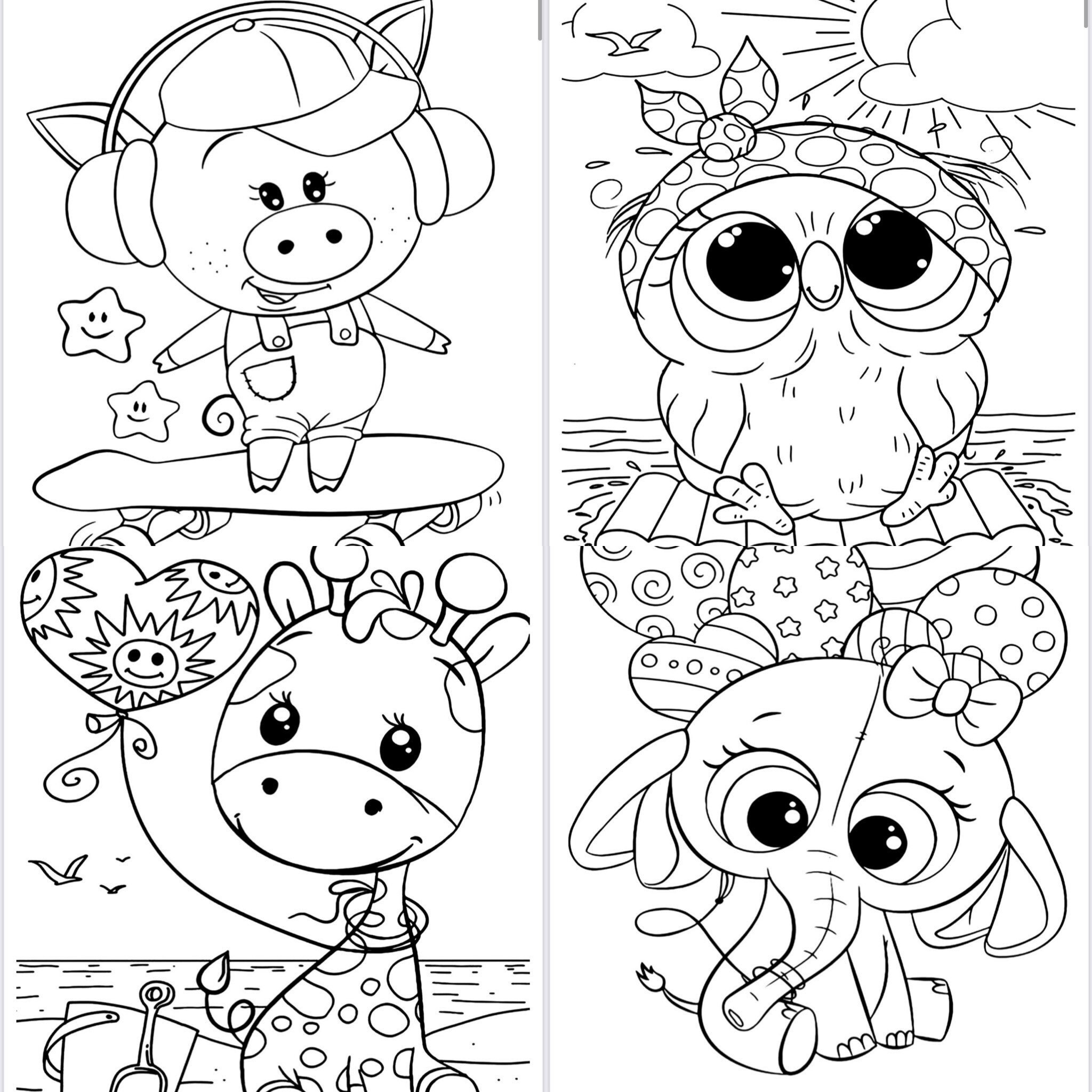 Adorable Animal 24 Printable Coloring Pages-instant Download-fun Kids ...