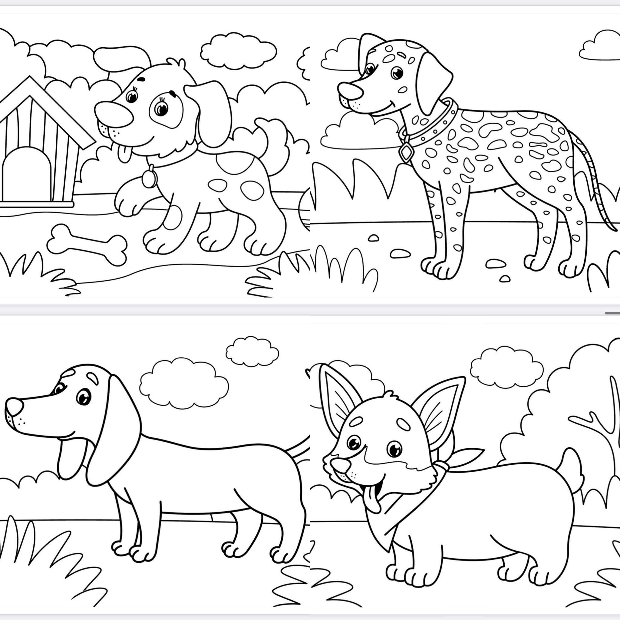 Dog 50 Printable Coloring Pages-instant Download-cartoon Sheets-anime ...
