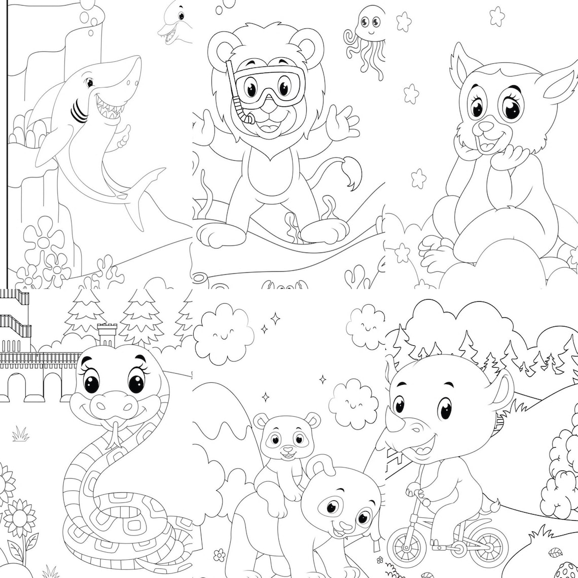 Baby Animals Printable Coloring Pages - Etsy