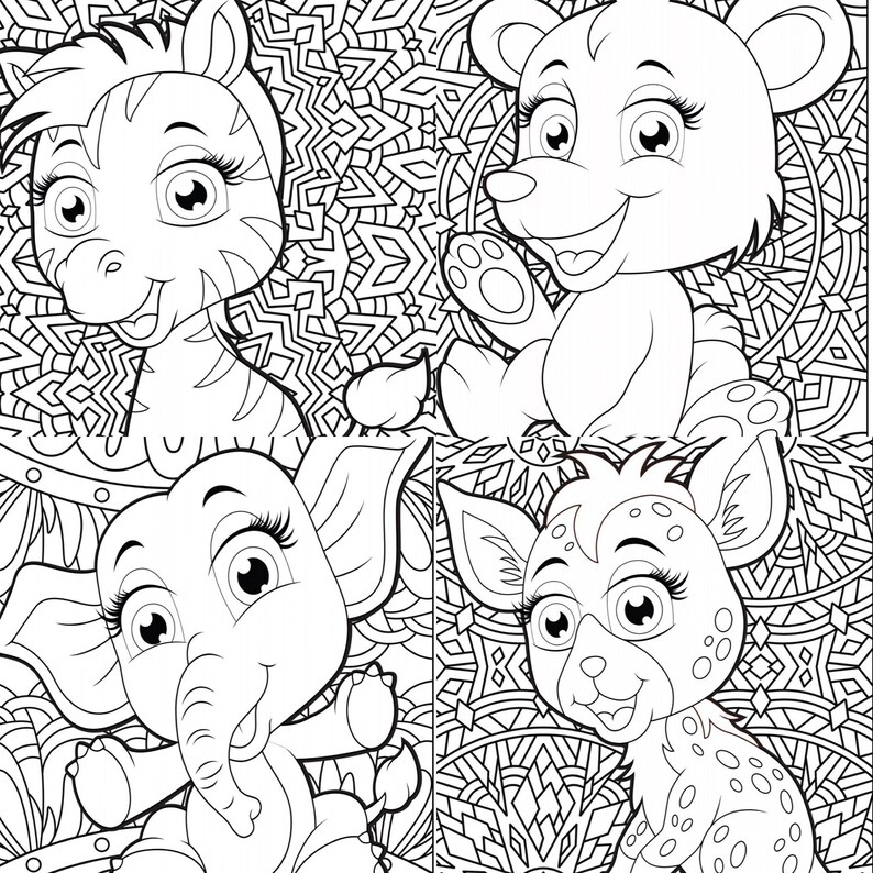 Zentangle Cute Animals Printable Coloring Pages-instant - Etsy