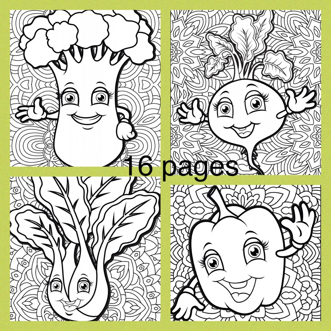 Zentangle Kawaii Vegetables Printable Coloring Pages-kawaii Vegetables ...