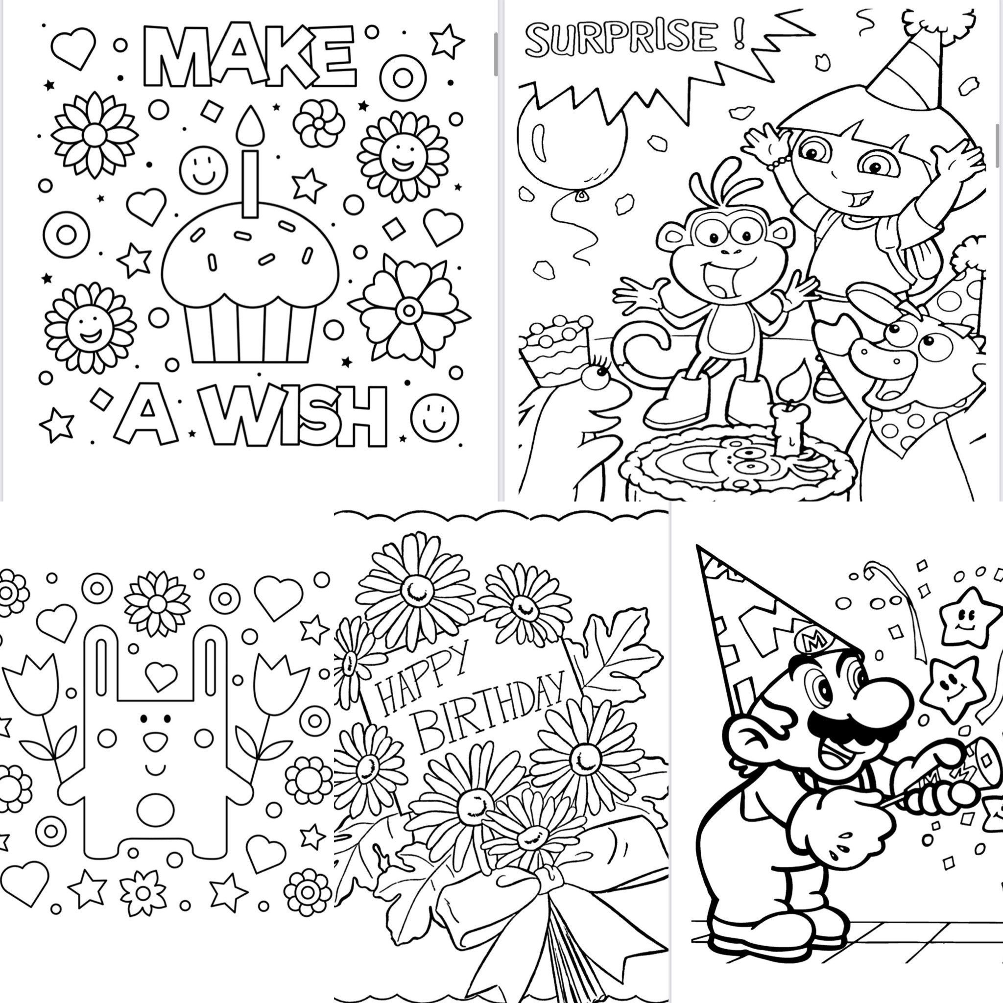 Happy Birthday 40 Printable Coloring Pages-fun Activity for Kids ...