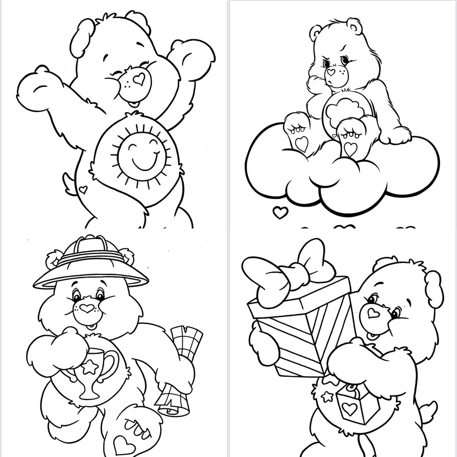 Care Bear Printable Coloring Pages- - Etsy